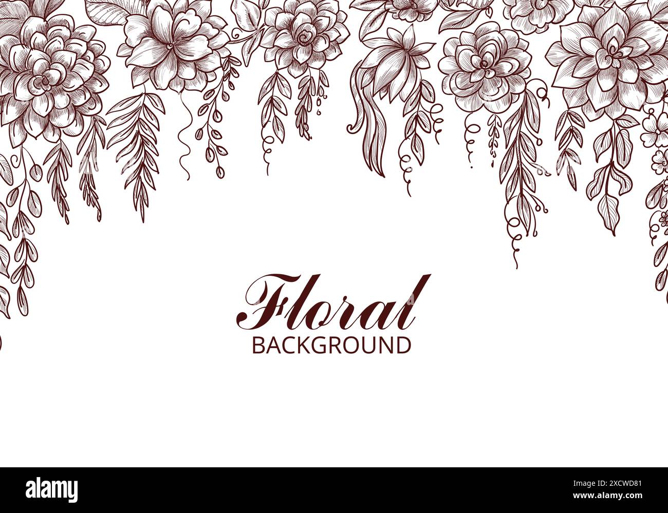 Decorative hand draw flower sketch background Stock Vector Image & Art ...