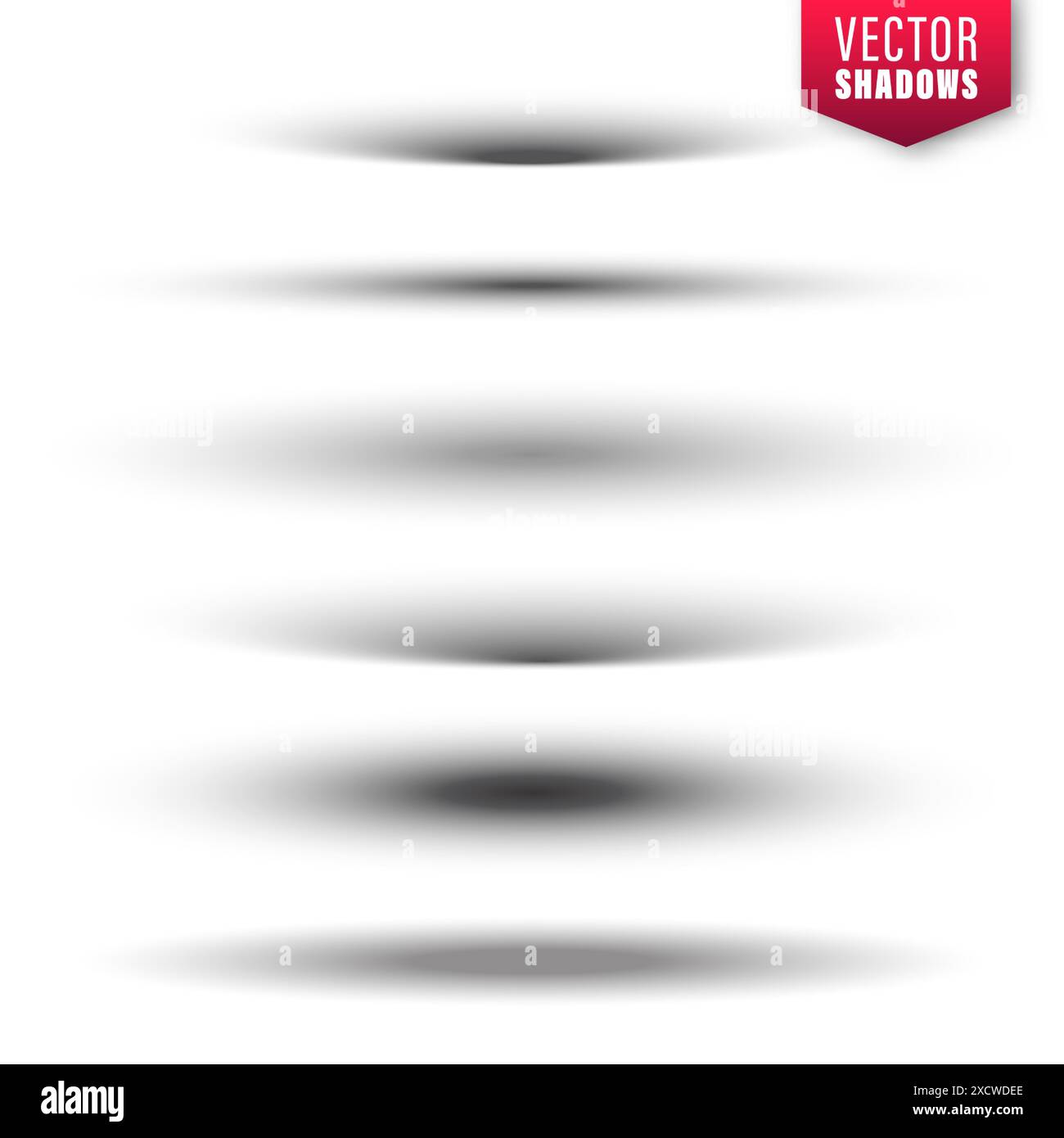 Realistic shadow effect. Round shadows collection isolated on white ...