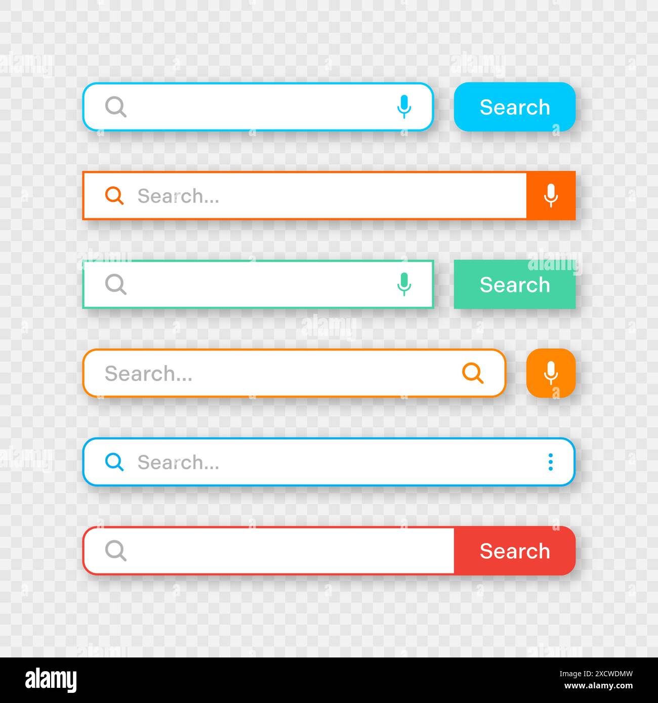 Colorful search bar templates. Internet browser engine with search box ...