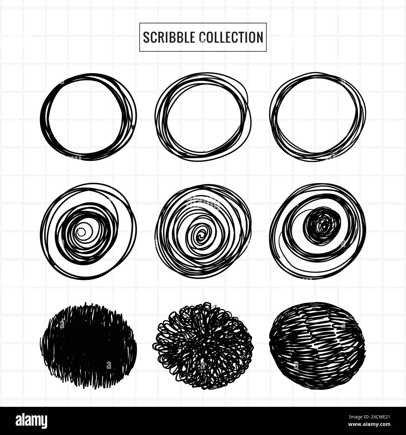 Hand drawn scribble collection sketch set design Stock Vector Image ...