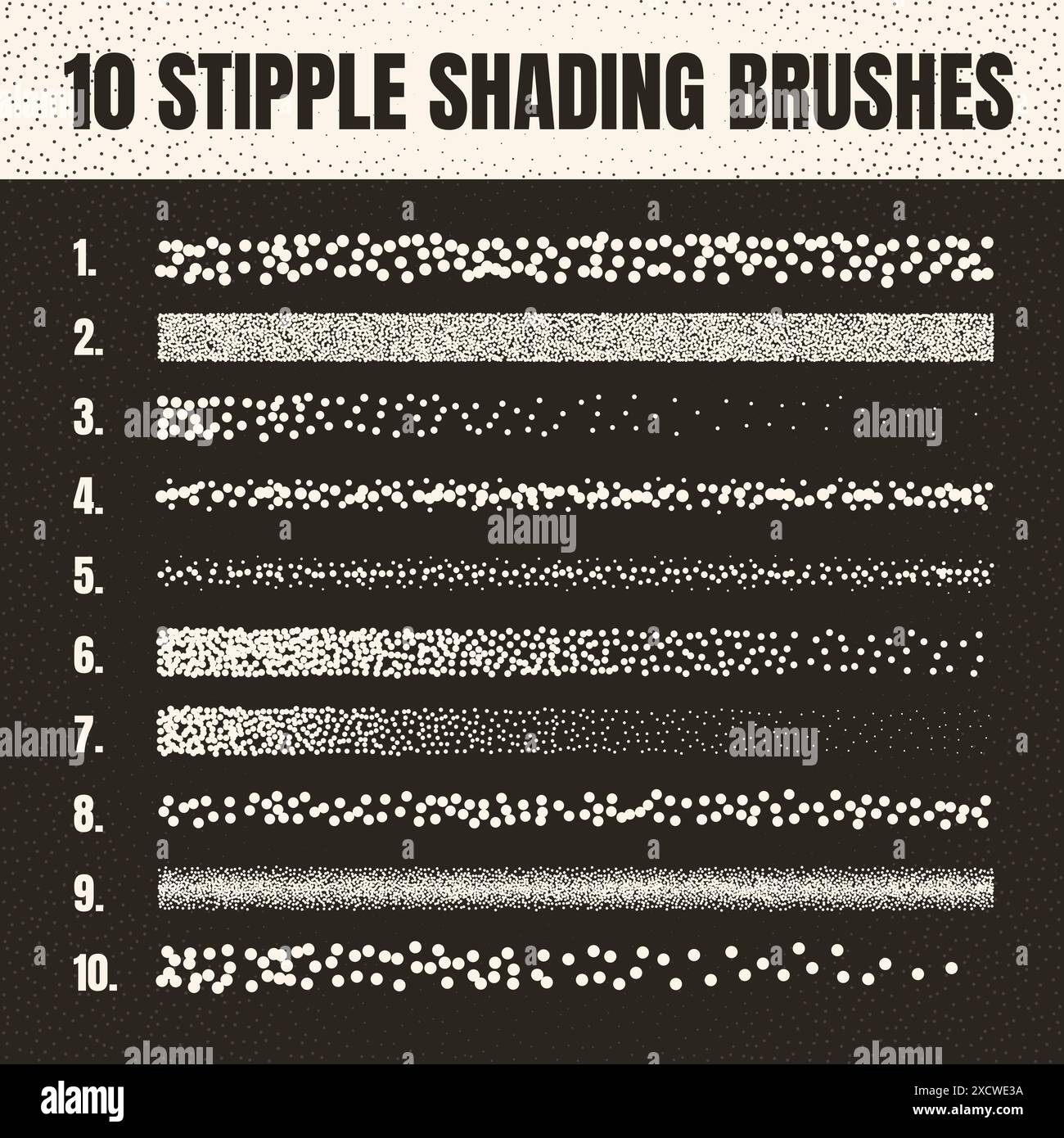 Stipple scatter brush, ink drawing and texturing. Fading gradient ...