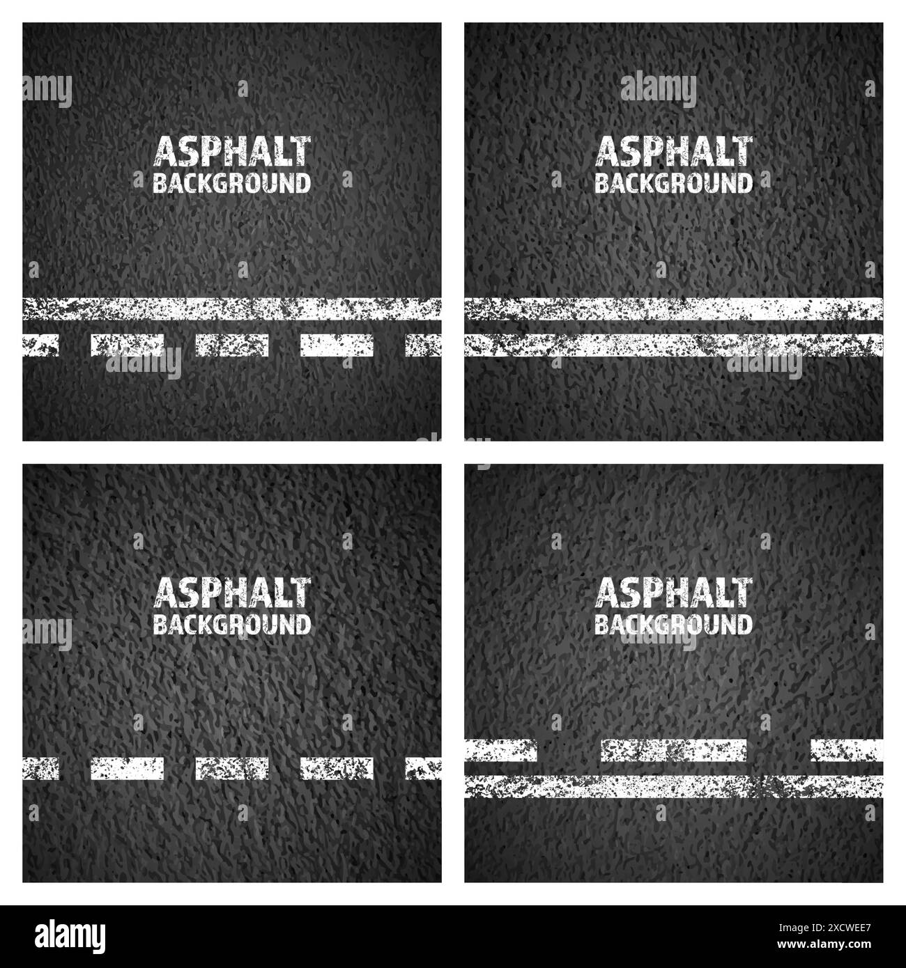 Asphalt road with white cracked lane marking, concrete highway surface ...