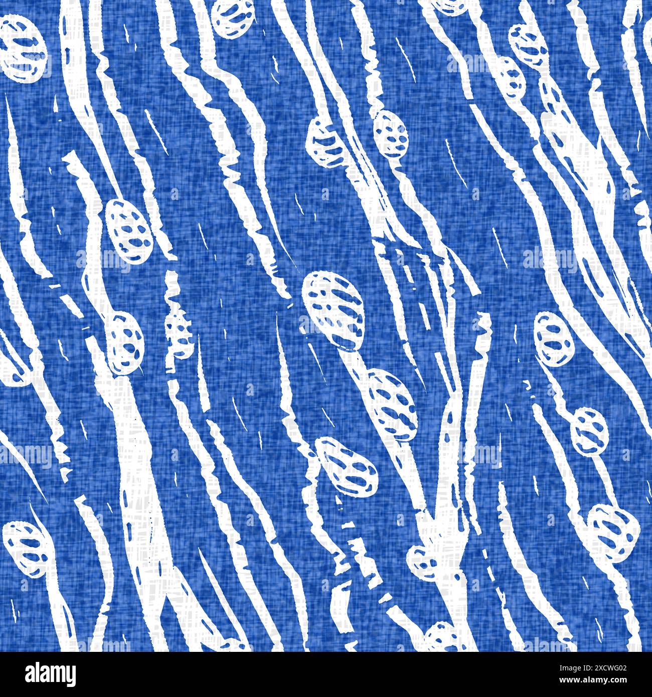 Whimsical seaweed kelp coastal electric blue beach pattern. Batik ...