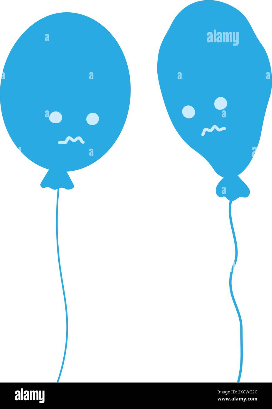 Deflated and oval balloon on a string with sad smiley faces in ...