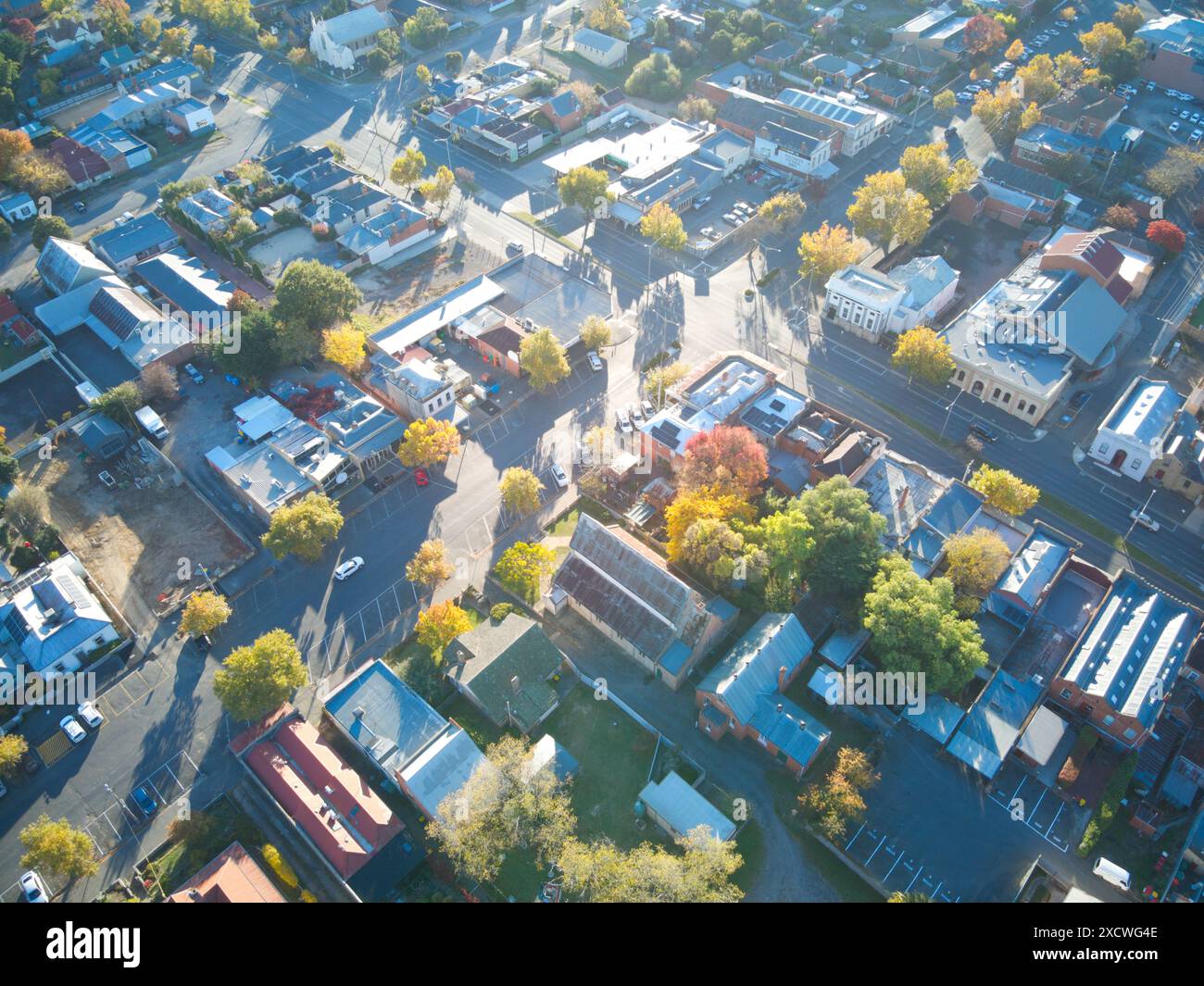 Townscape aerial views showing city buildings, lifestyle, streets ...