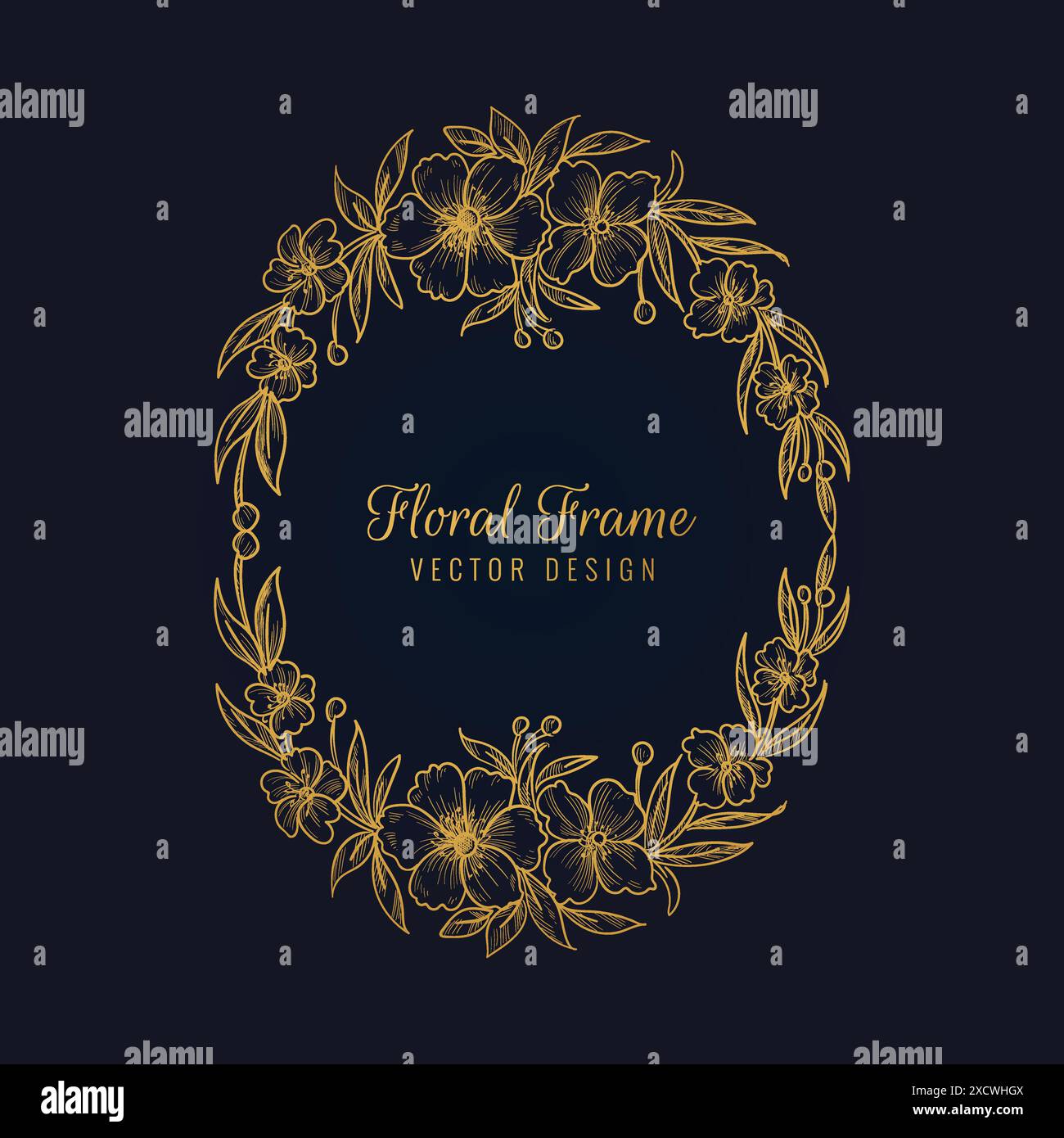 Elegant decorative golden floral frame design Stock Vector Image & Art ...