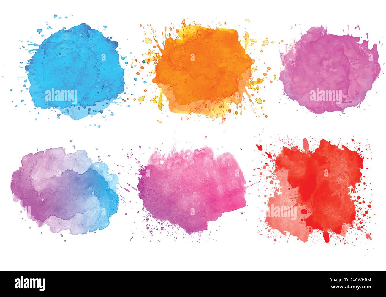 Set of colorful watercolor splatter stain design Stock Vector Image ...