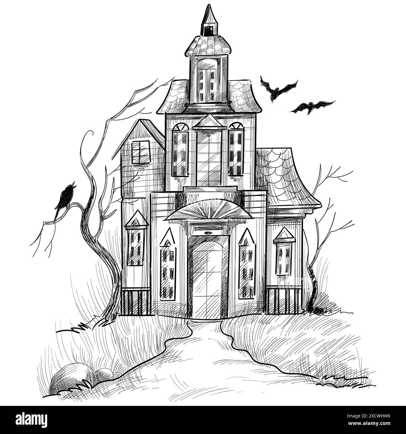 Hand drawn halloween house Stock Vector Images - Alamy