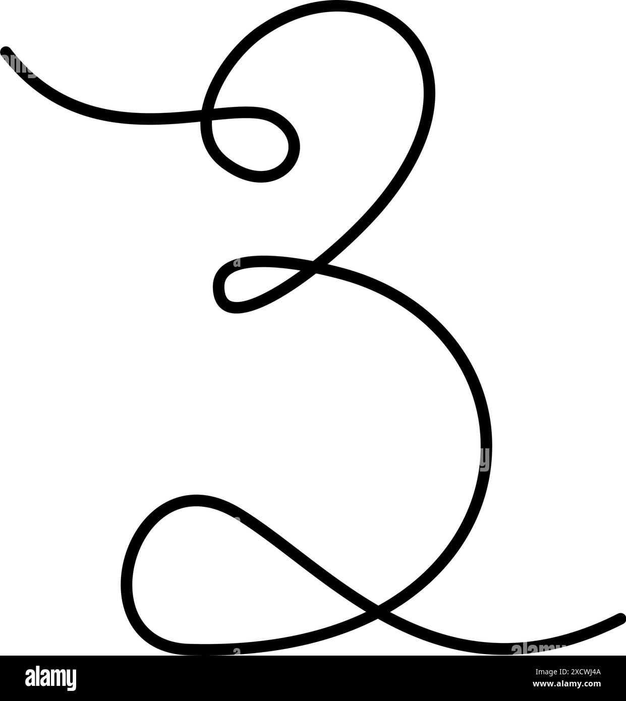 3 Number continuous line. Number three Hand drawn Line Art design ...