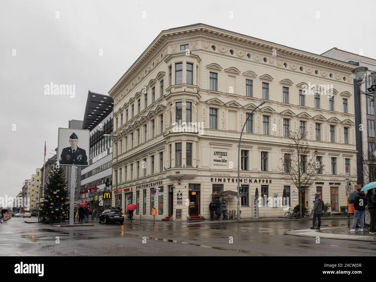 Berlin, Germany - Dec 19, 2023 - Checkpoint charlie (Checkpoint C) with ...