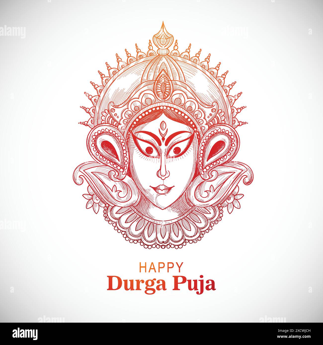 Beautiful hand draw sketch for durga puja celebration background Stock ...