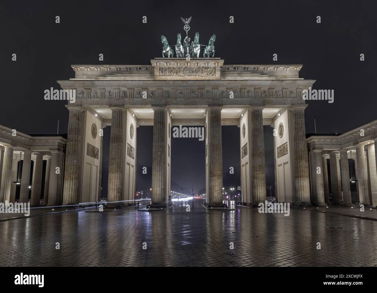 Berlin, Germany - Dec 19, 2023 - Night view of famous Brandenburger Tor ...