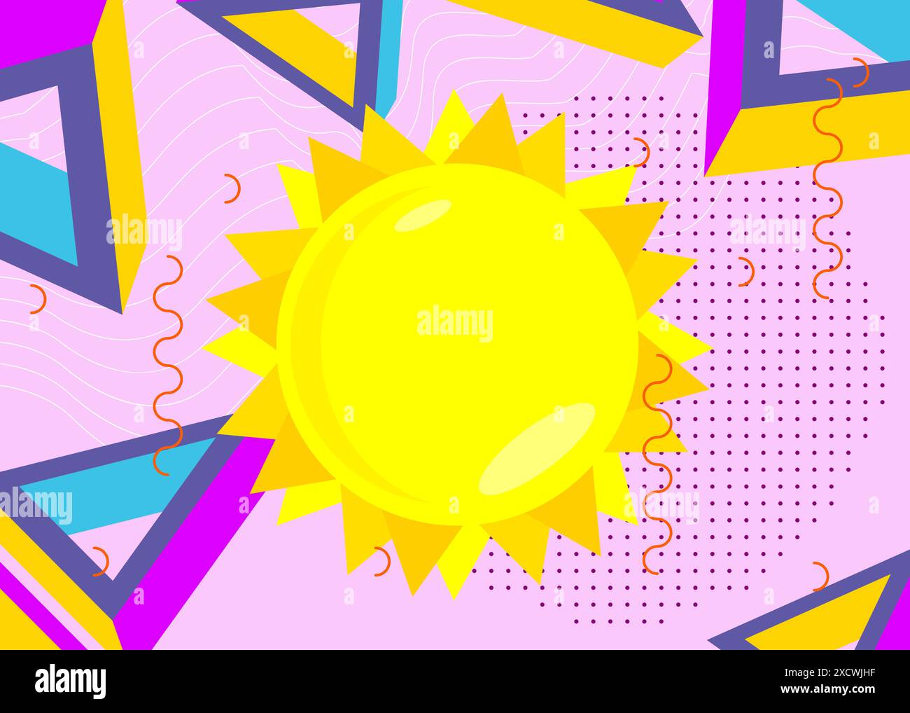 Summer Sun geometrical graphic retro theme background. Minimal ...