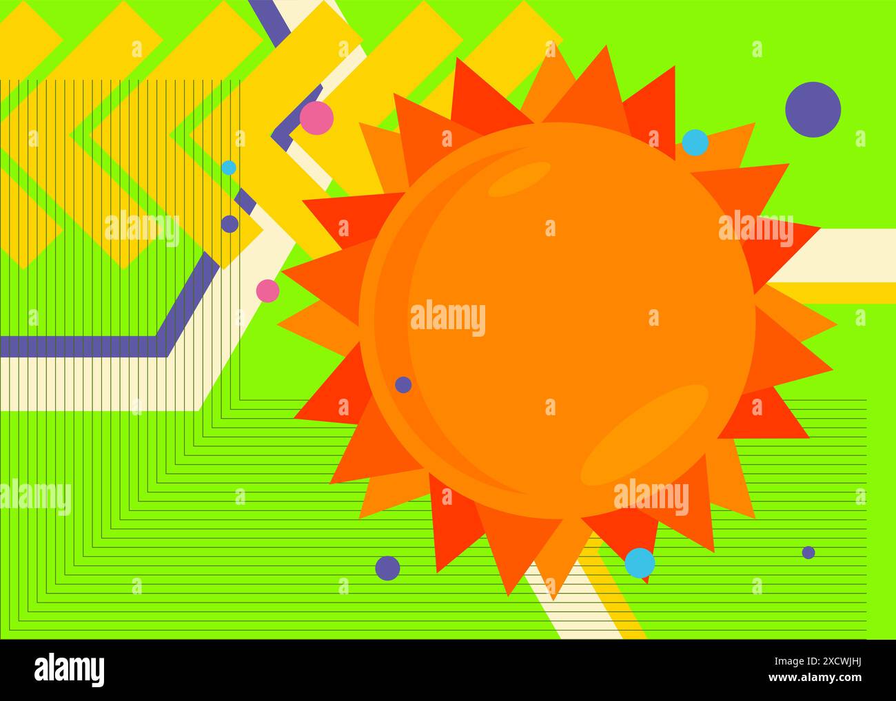 Summer Sun geometrical graphic retro theme background. Minimal ...