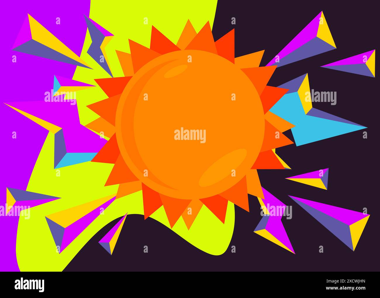 Summer Sun geometrical graphic retro theme background. Minimal ...