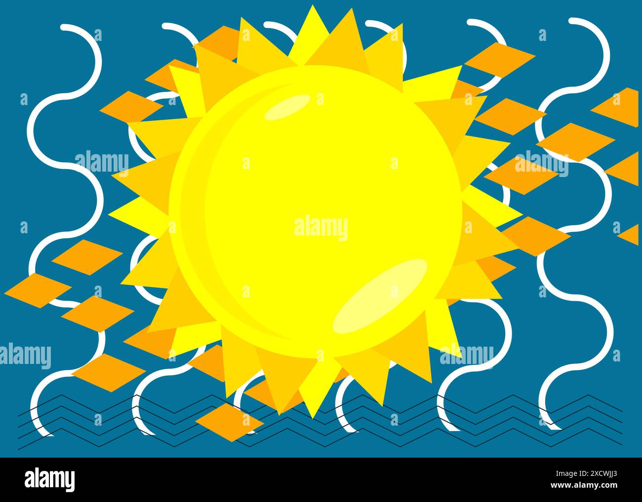Summer Sun geometrical graphic retro theme background. Minimal ...