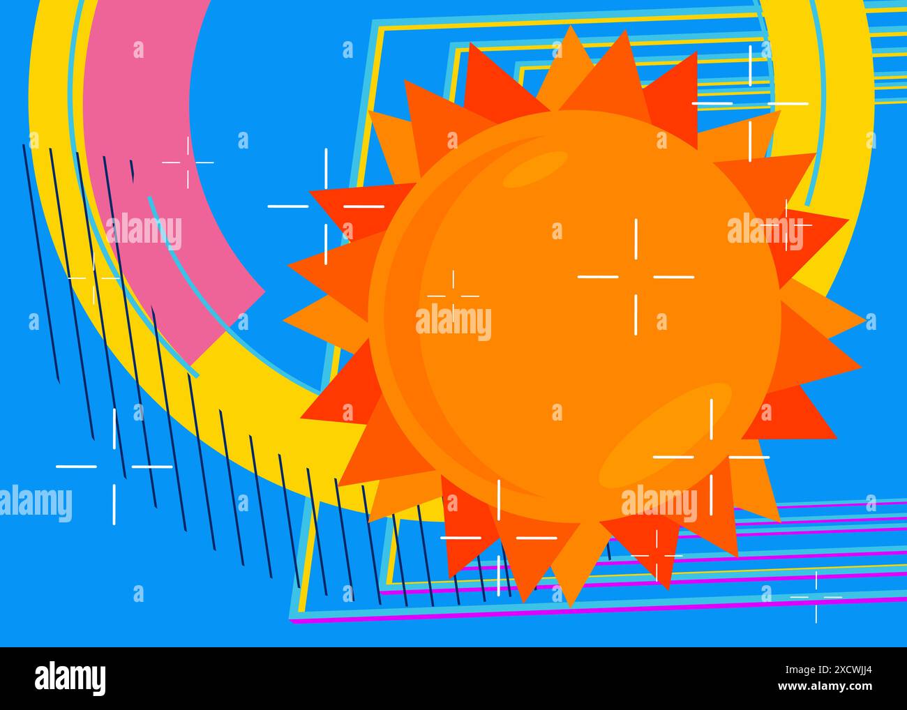 Summer Sun geometrical graphic retro theme background. Minimal ...
