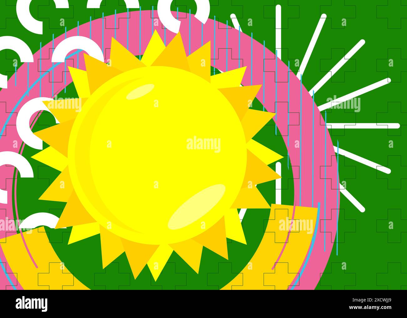 Summer Sun geometrical graphic retro theme background. Minimal ...