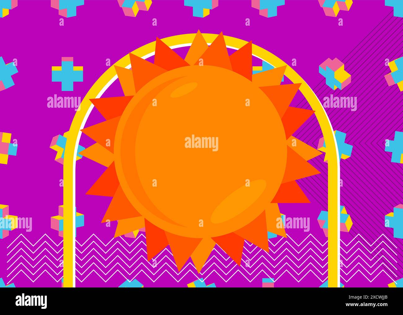 Summer Sun geometrical graphic retro theme background. Minimal ...