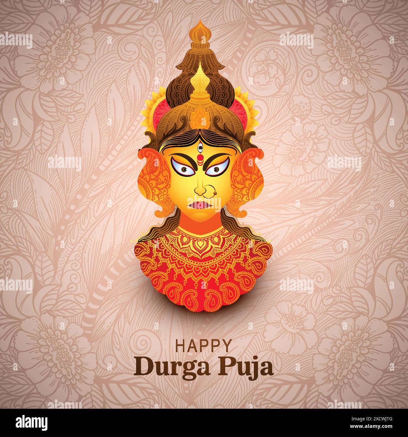 Happy durga pooja indian festival card background Stock Vector Image ...