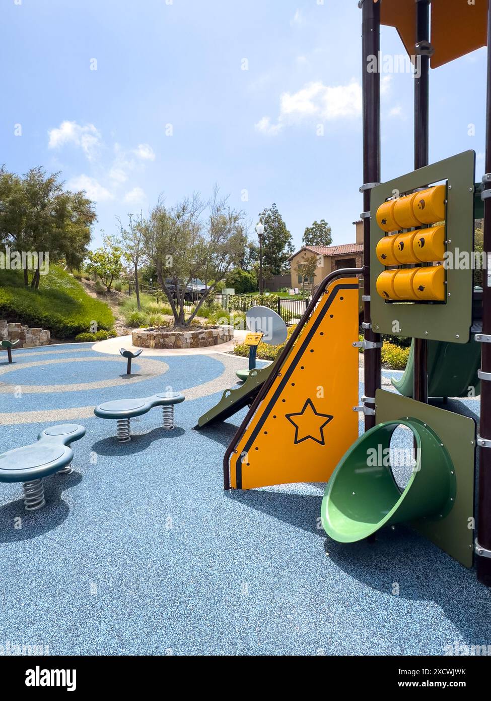 Colorful children playground activities in community public park ...