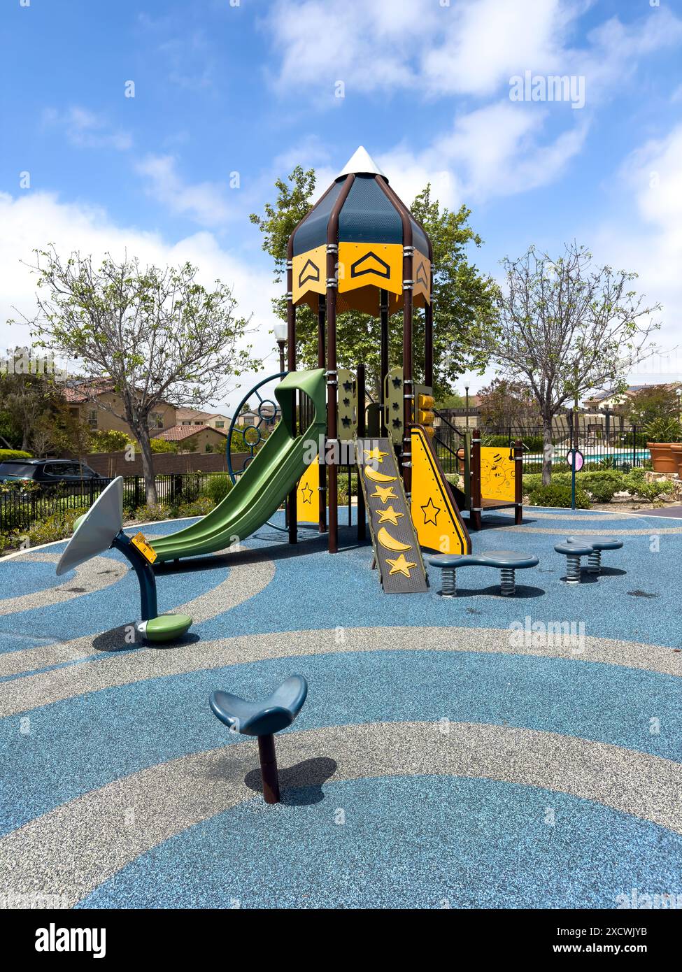Colorful children playground activities in community public park ...