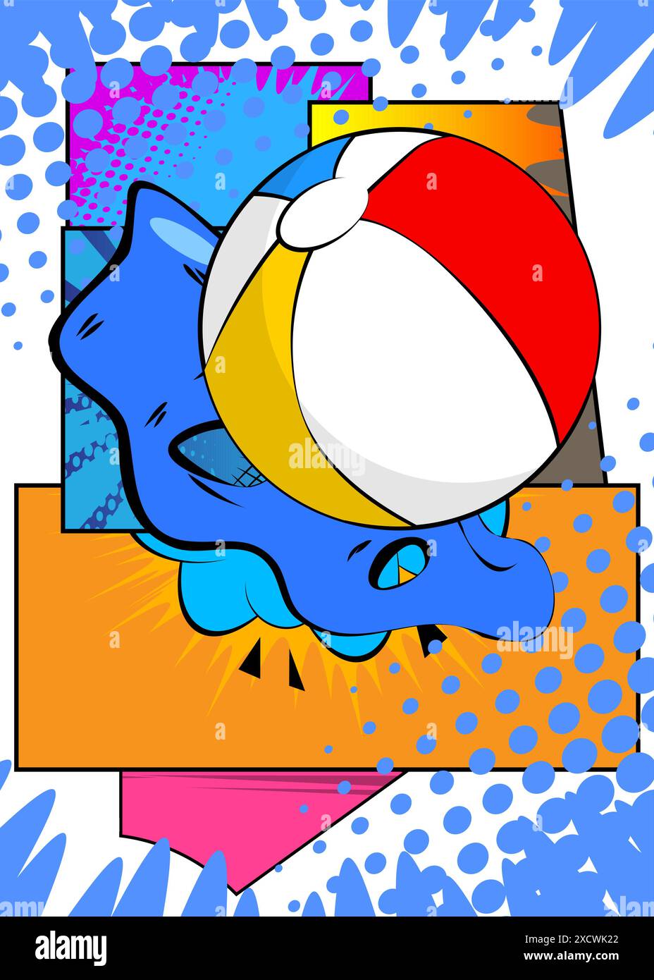 Cartoon Beach Ball, comic book Summer Toy. Retro vector comics pop art ...