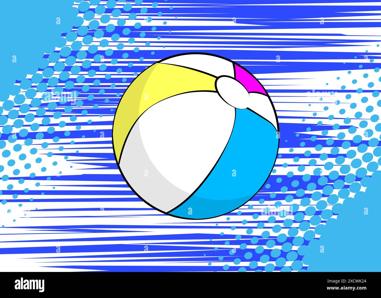 Cartoon Beach Ball, comic book Summer Toy. Retro vector comics pop art ...