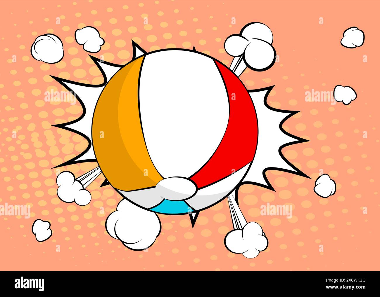 Cartoon Beach Ball, comic book Summer Toy. Retro vector comics pop art ...