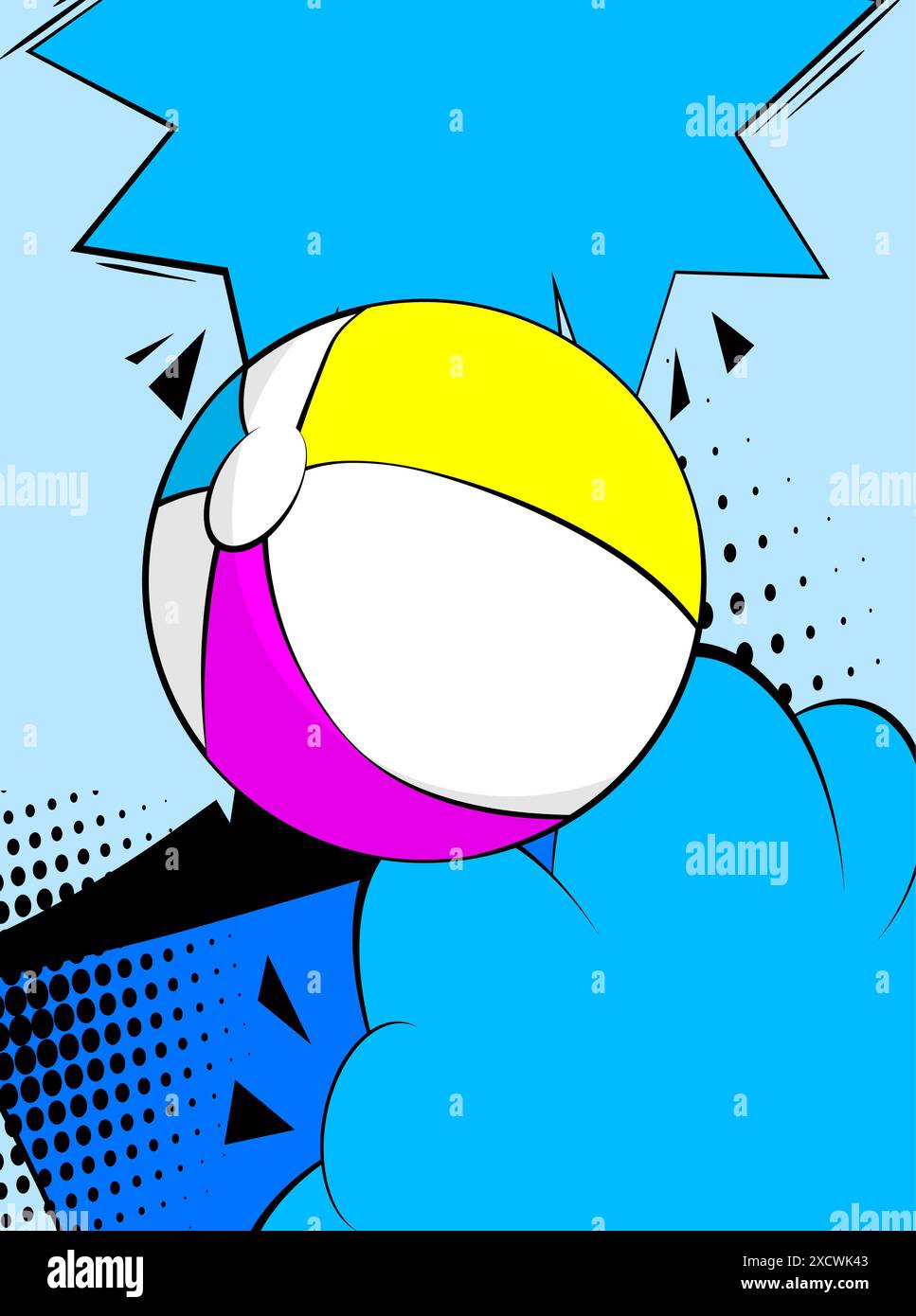Cartoon Beach Ball, comic book Summer Toy. Retro vector comics pop art ...