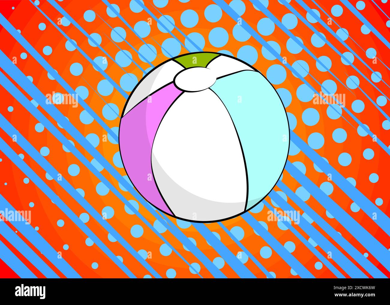 Cartoon Beach Ball, comic book Summer Toy. Retro vector comics pop art ...