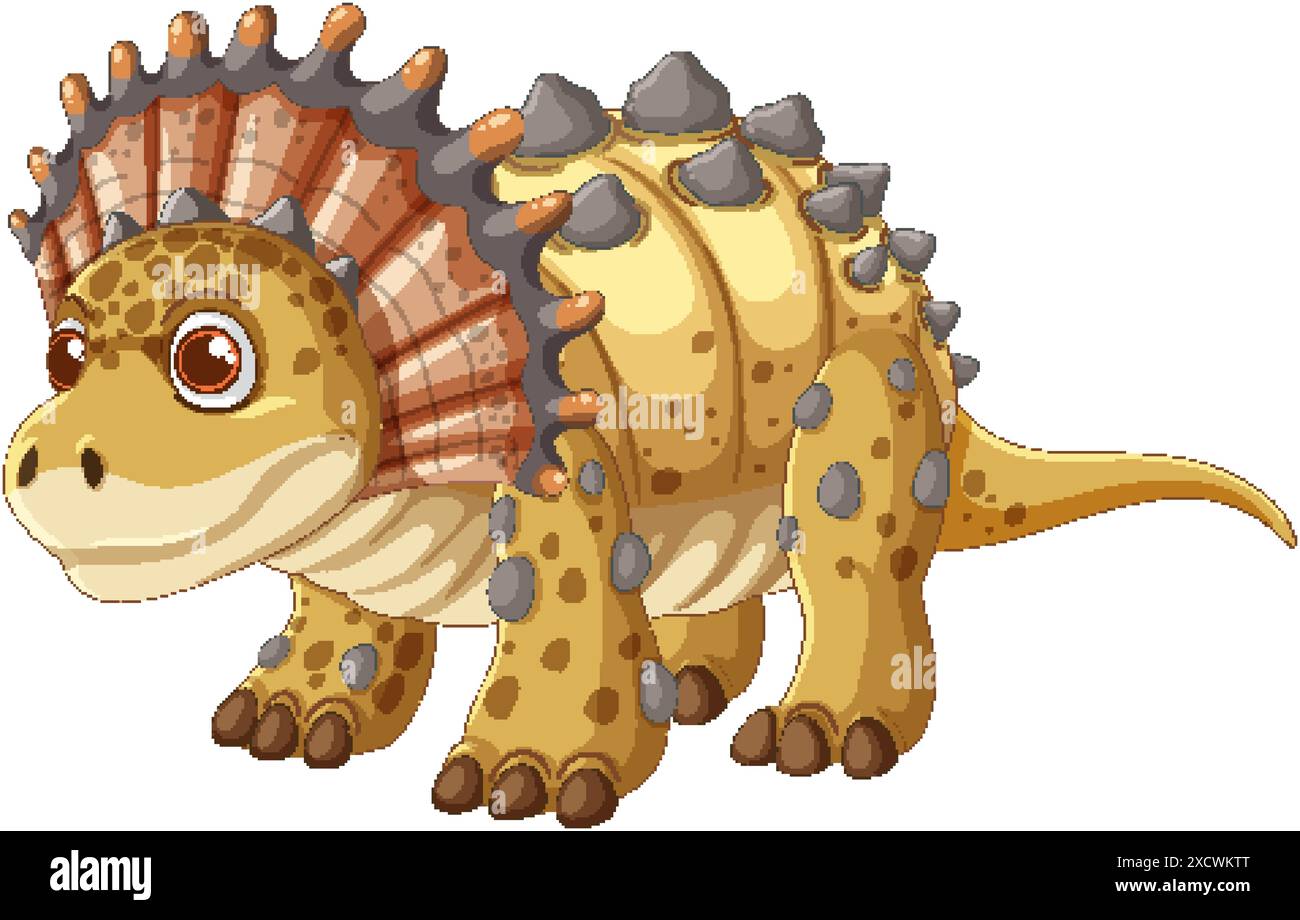 Adorable dinosaur with colorful frill and spikes Stock Vector Image ...