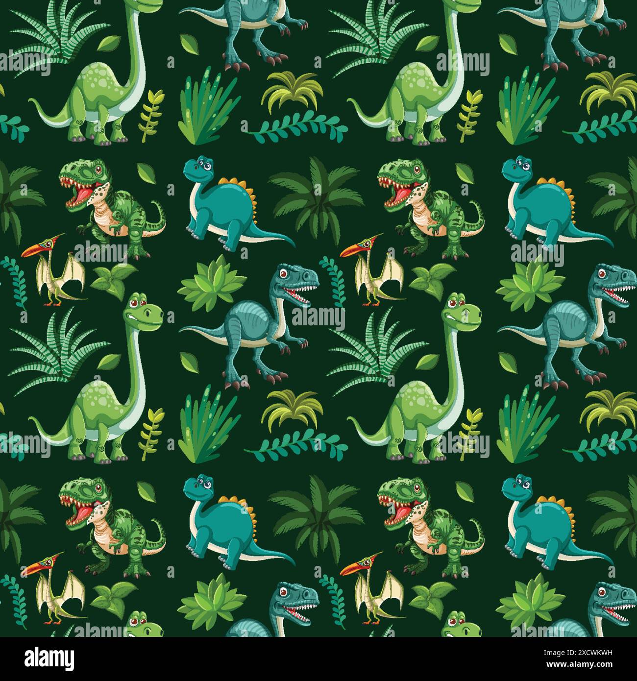 Prehistoric dinosaurs in lush Stock Vector Images - Alamy