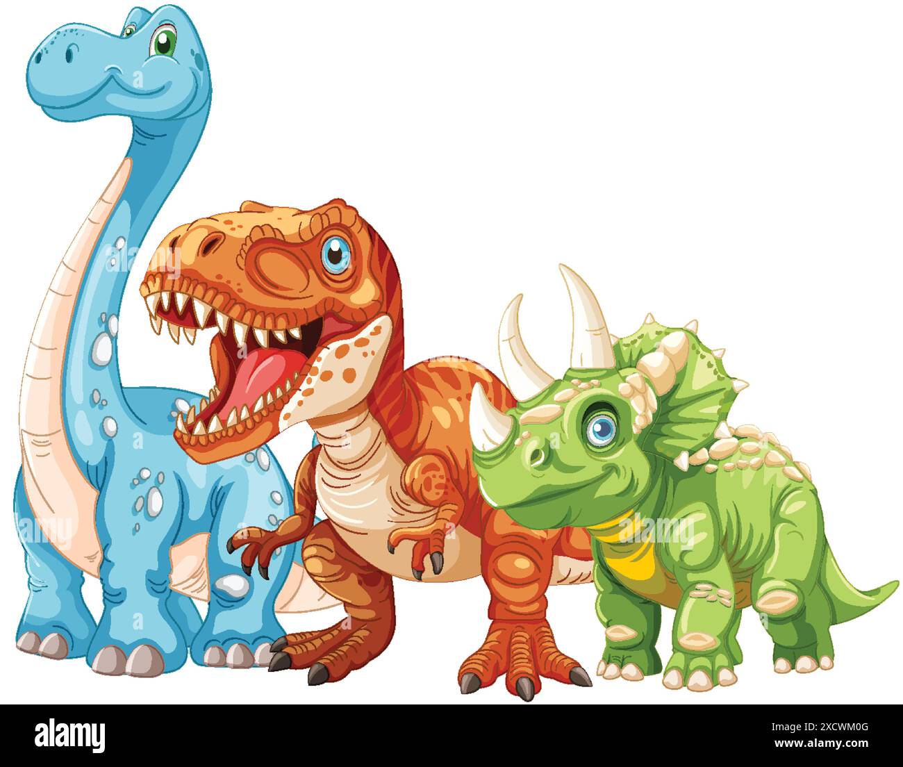 Cartoon triceratops three dinosaur illustration hi-res stock ...