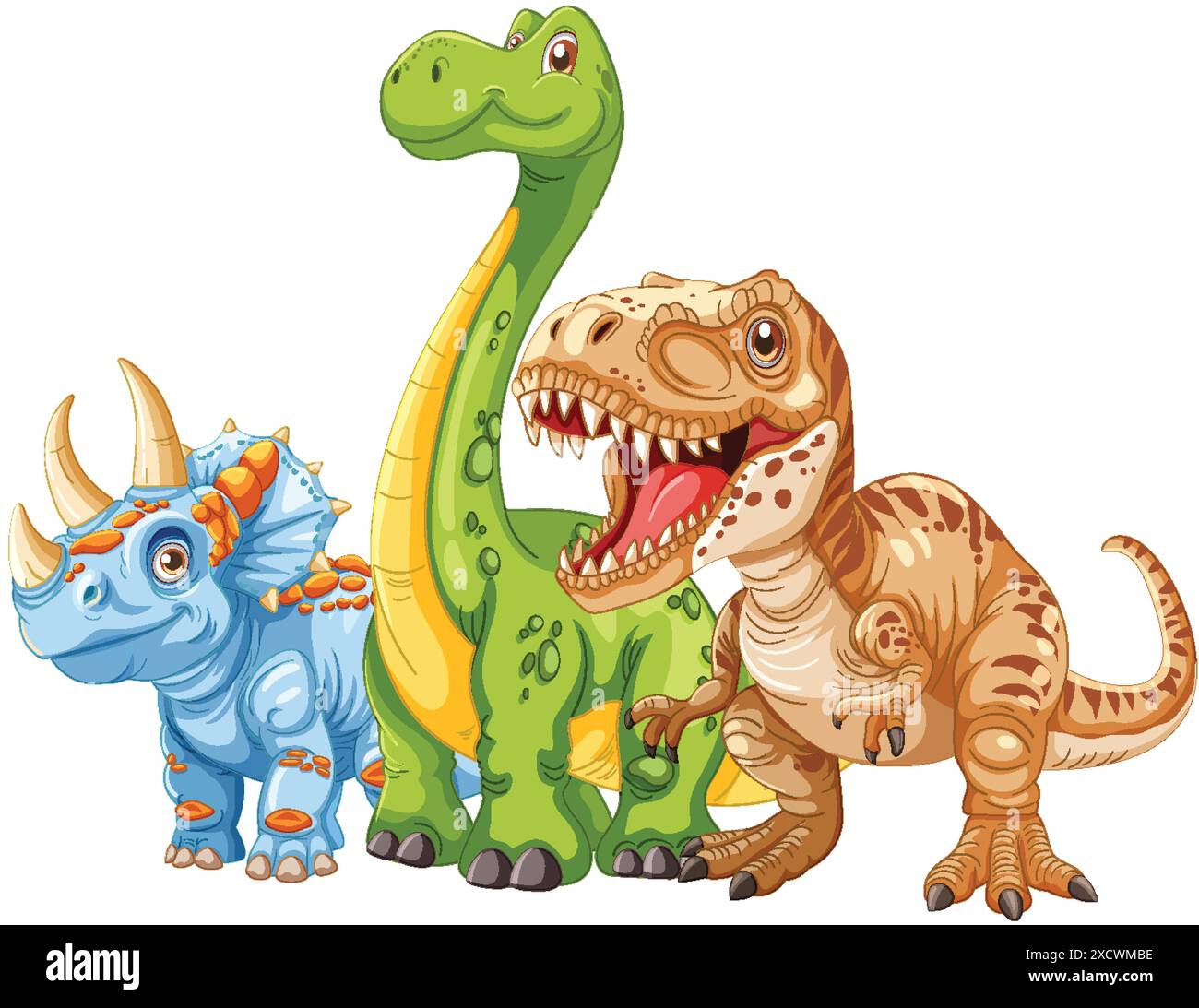 Three friendly dinosaurs standing together Stock Vector Image & Art - Alamy