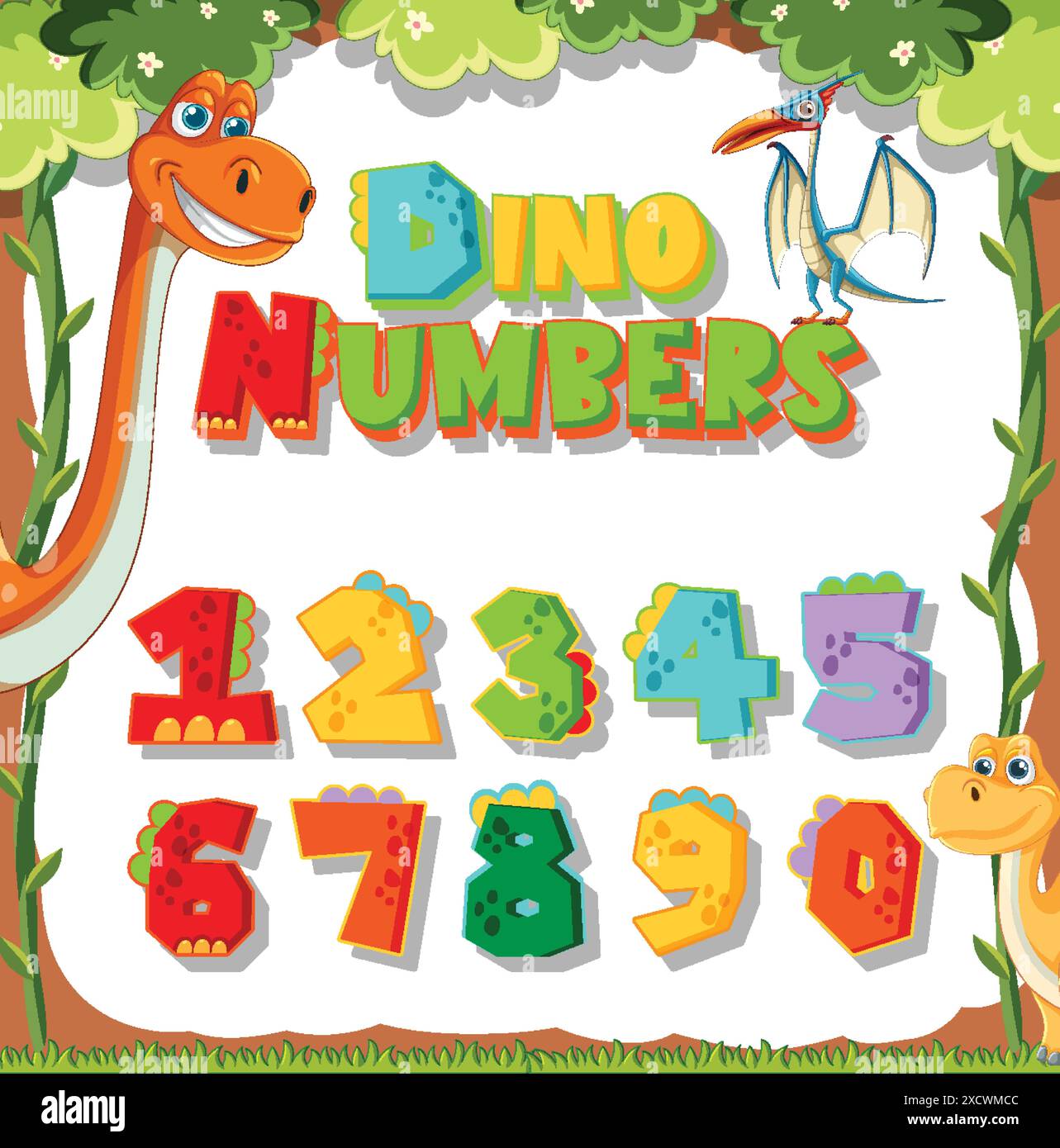 Colorful dinosaur-themed numbers for kids' learning Stock Vector Image ...