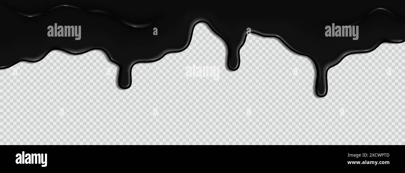 Flowing sticky liquid dark ink creating a wave of thick black oil or ...