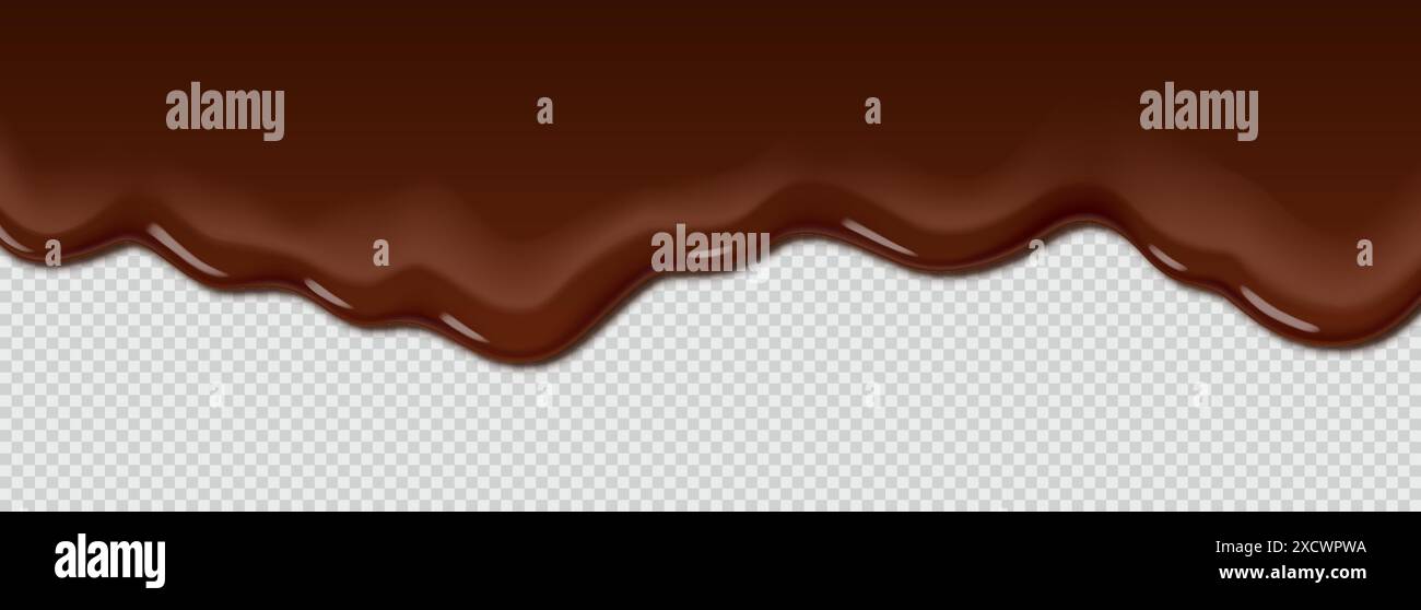 Chocolate icing pours over a white background. Thick and rich chocolate ...