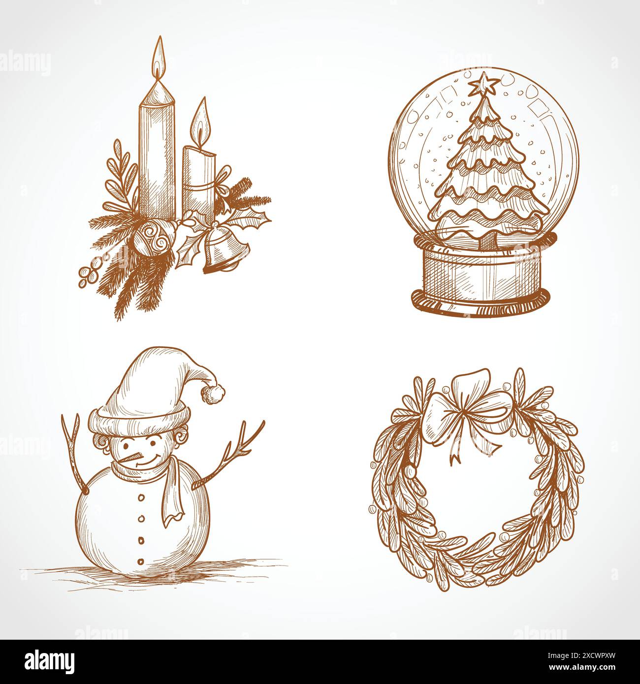 Hand draw christmas icon set design Stock Vector Image & Art - Alamy