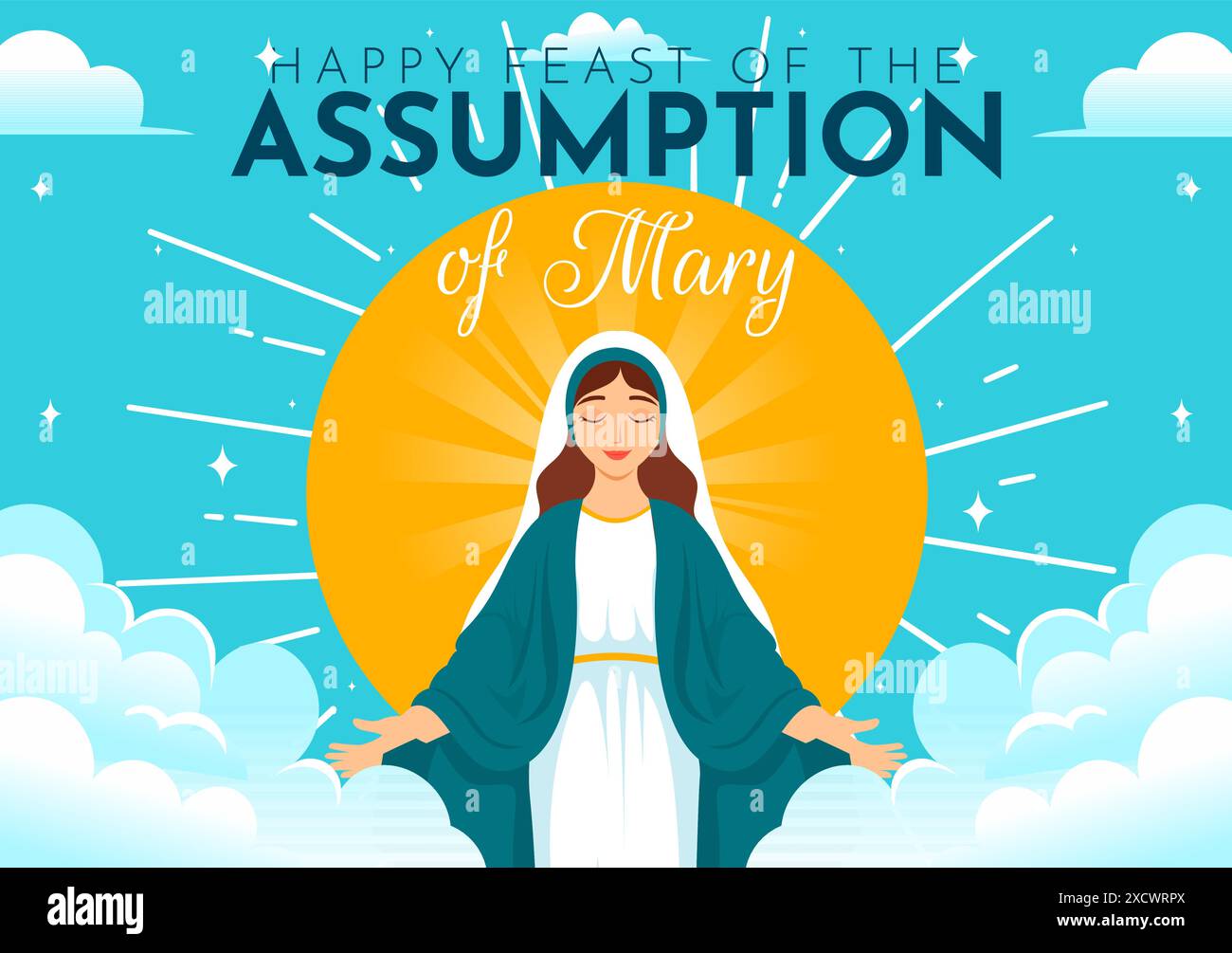 Assumption of Mary Christian Vector Illustration Featuring the Feast of ...