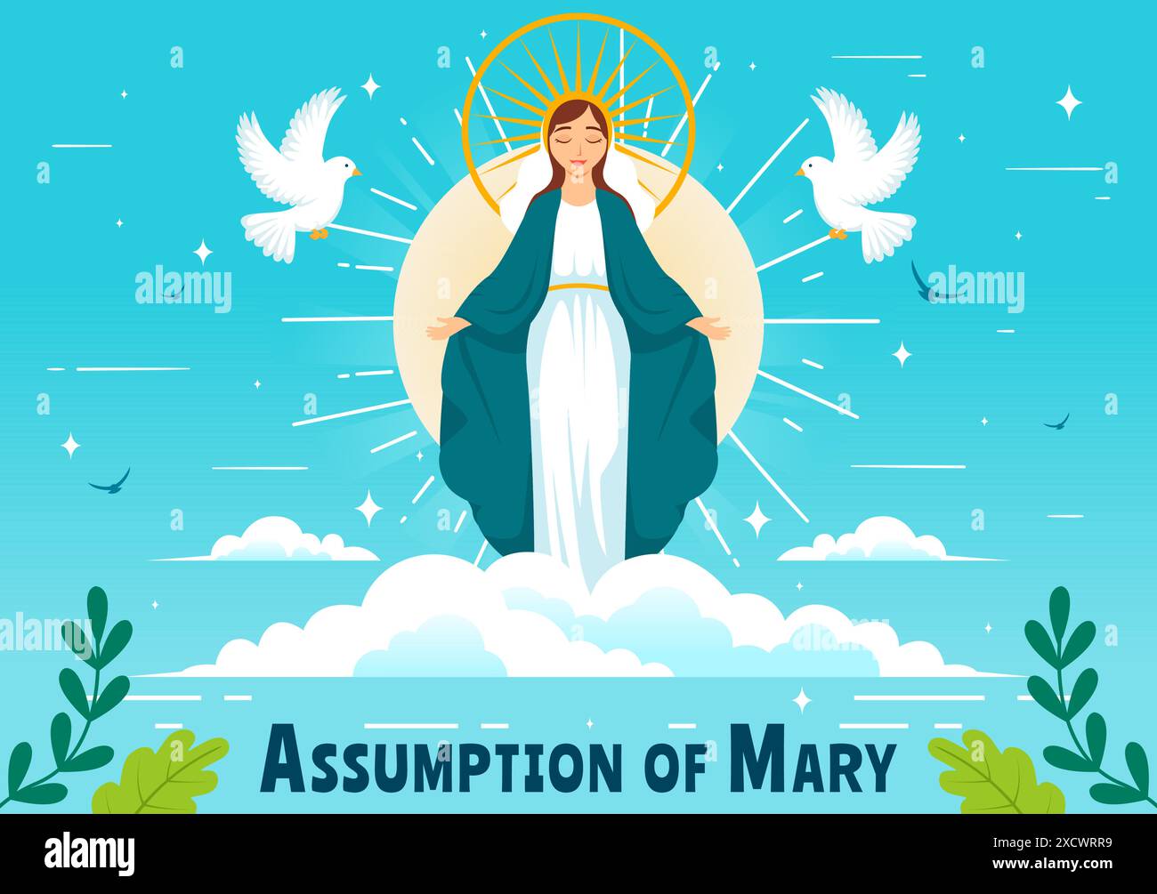 Assumption of Mary Christian Vector Illustration Featuring the Feast of ...