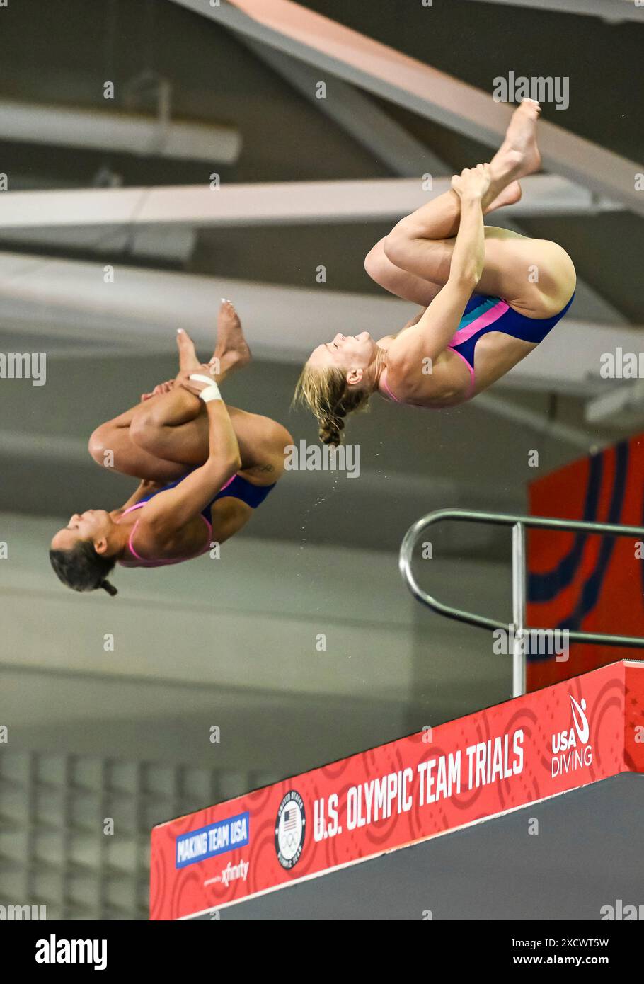 KNOXVILLE, TN - JUNE 18: Delaney Schnell and Jessica Parratto compete in the Women's 10m ...