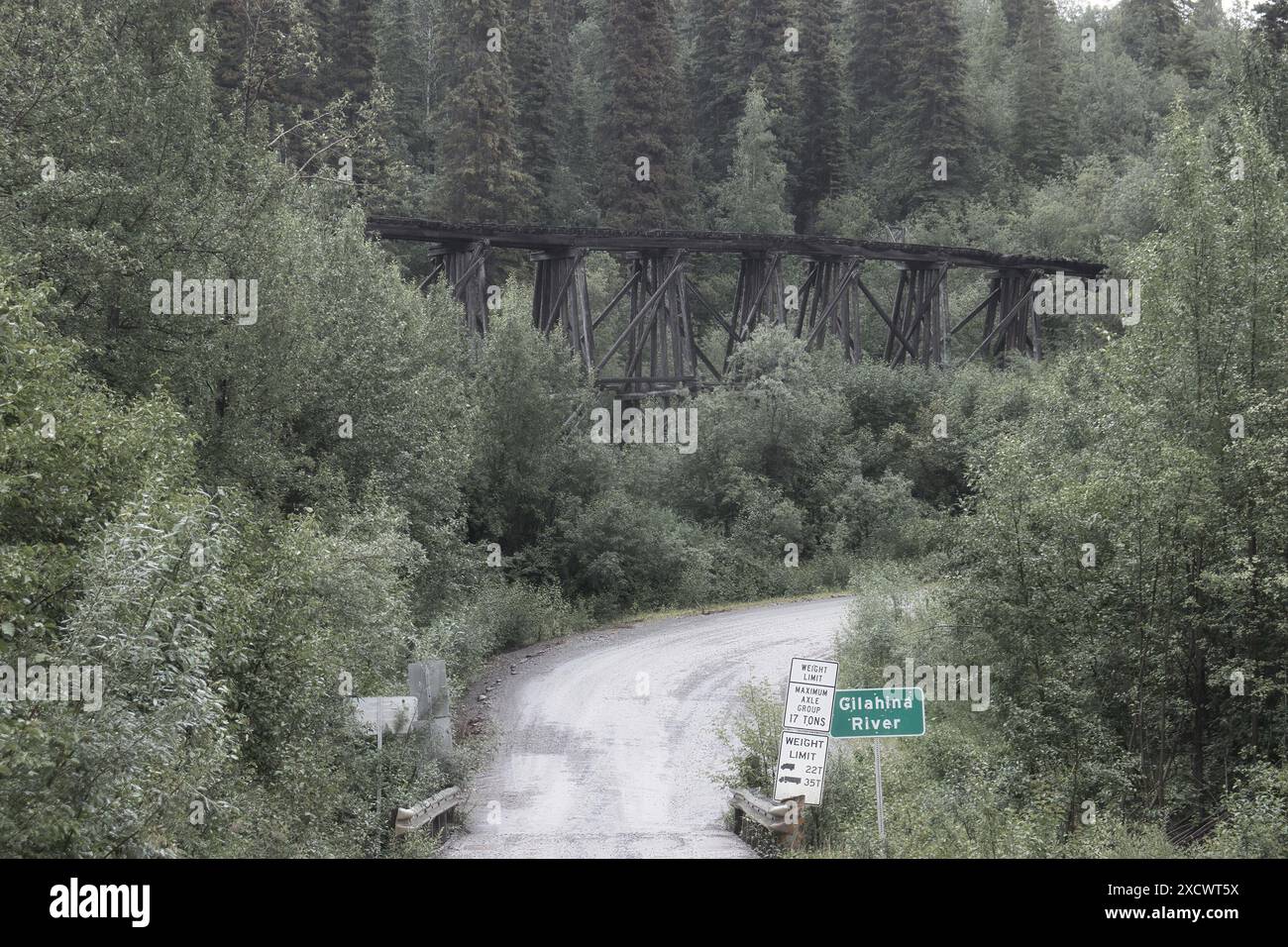 Old train bridge in Wrangell - St Elias National Park Preserve on a ...