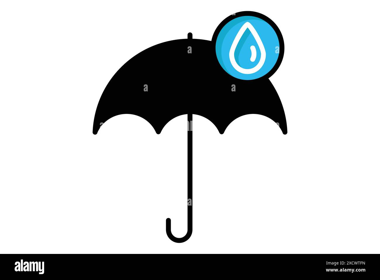 Waterproof icon. umbrella with water drop. icon related to durability ...