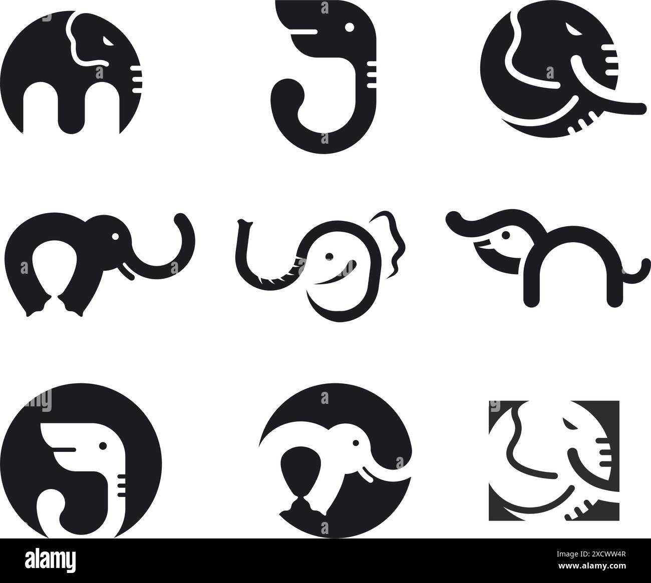elephant vector icon set illustration concept design template Stock ...