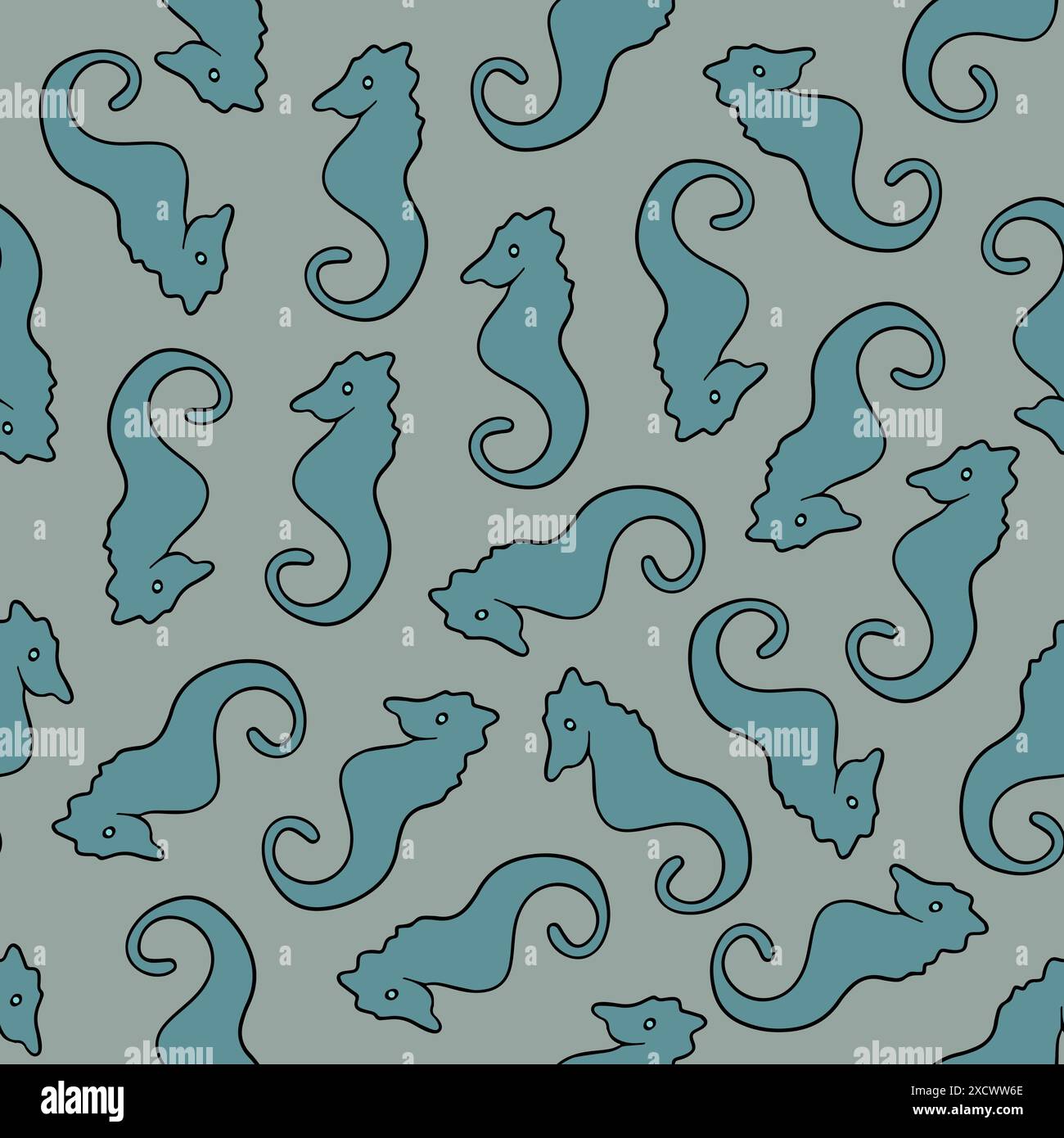 Vector isolated illustration of pattern with seahorses Stock Vector ...