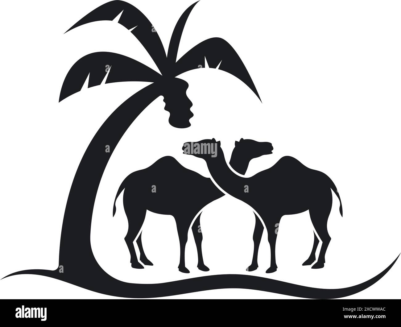 Cartoon camel palm tree Stock Vector Images - Alamy