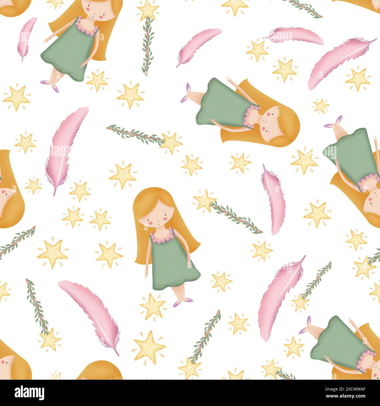 Childrens cute pattern, background, magic, fairy, seamless pattern ...
