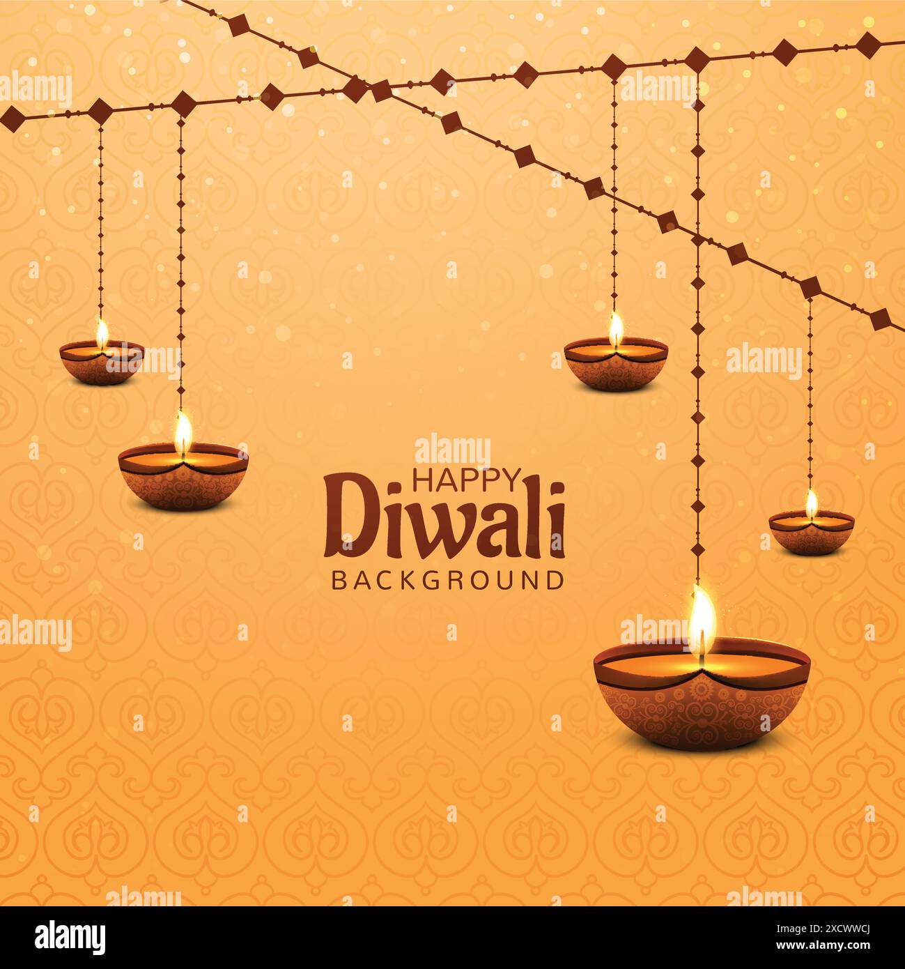 Happy diwali decorative hanging diya background Stock Vector Image ...