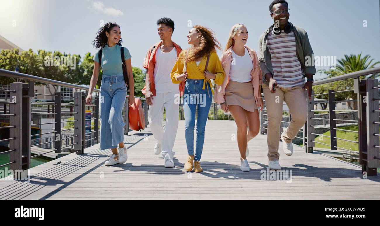 Walking, conversation and friends at university with fun for learning ...